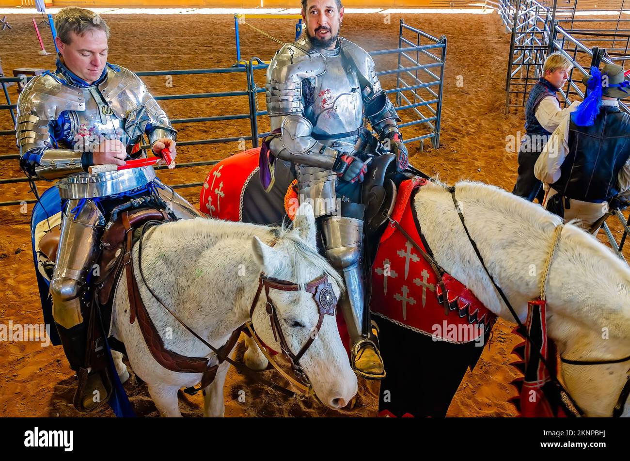 Jousters in silver armor sign autographs during the annual Celtic Music ...