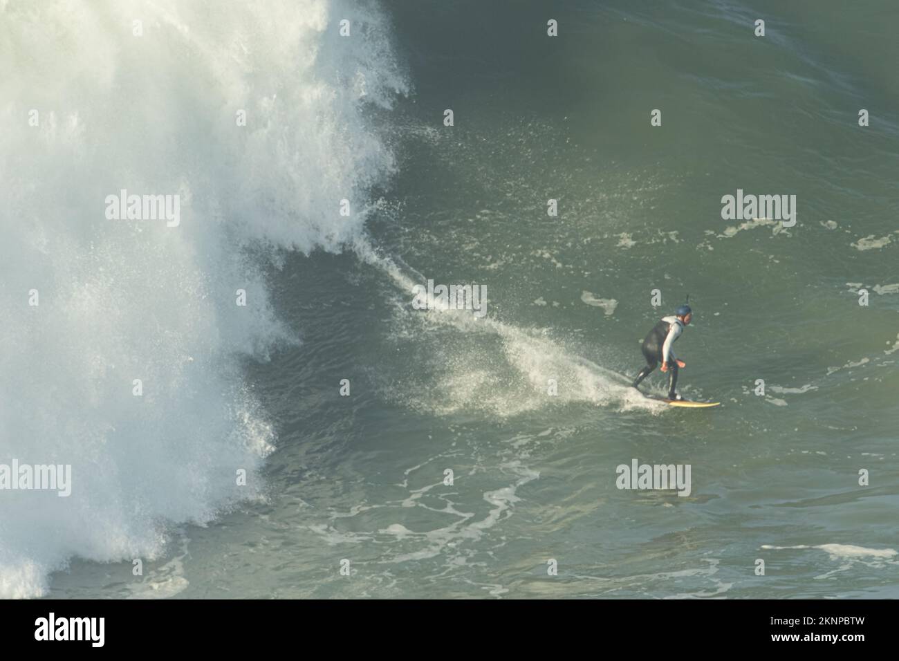 Tow-in Surf or Big Wave Surf at Praia do Norte, Nazaré, Portugal Stock ...