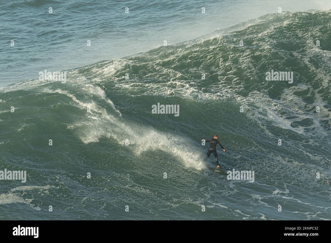 Tow-in Surf or Big Wave Surf at Praia do Norte, Nazaré, Portugal Stock ...