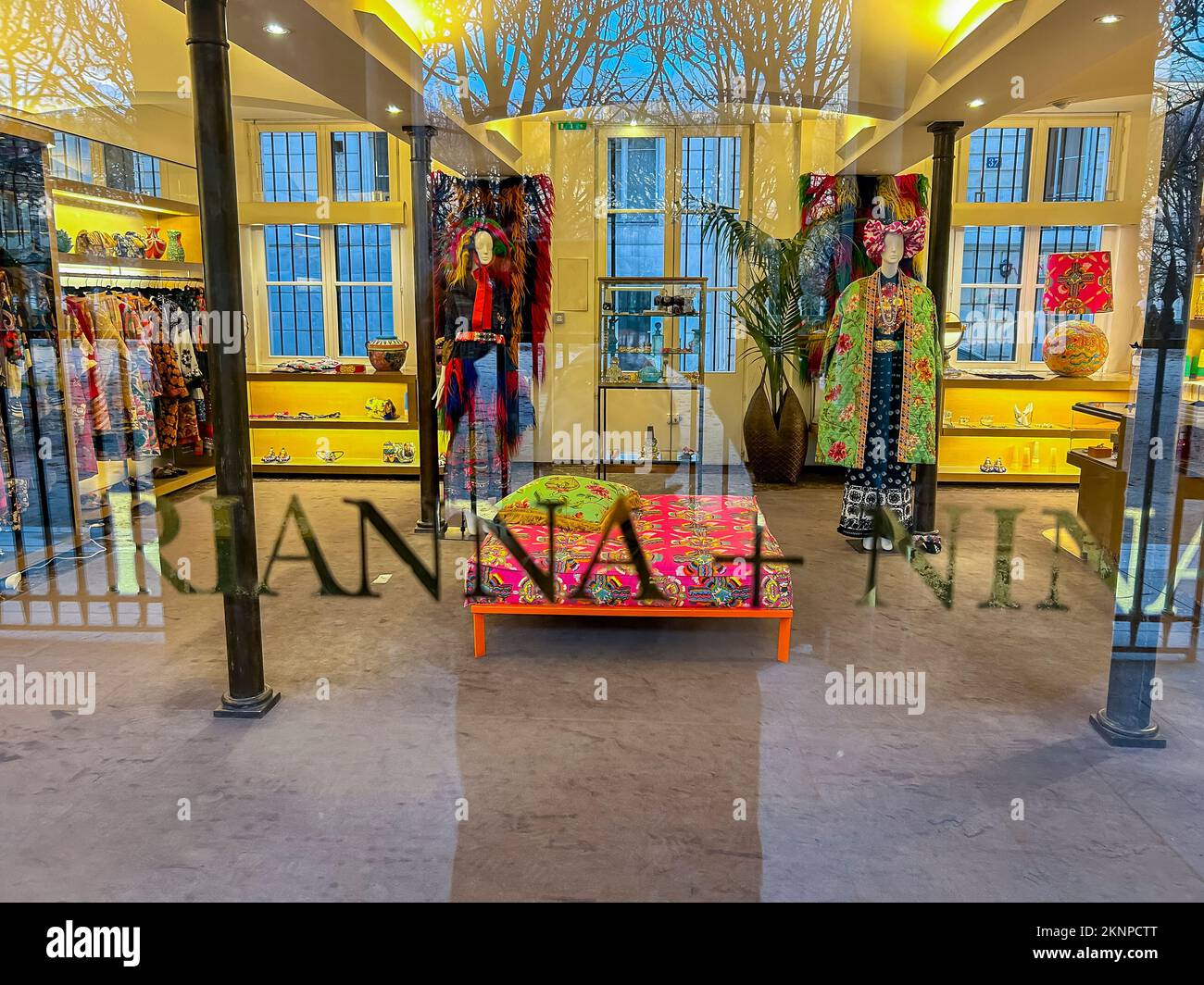 Paris, France, inside French Fashion Store Window Display, Women's ...