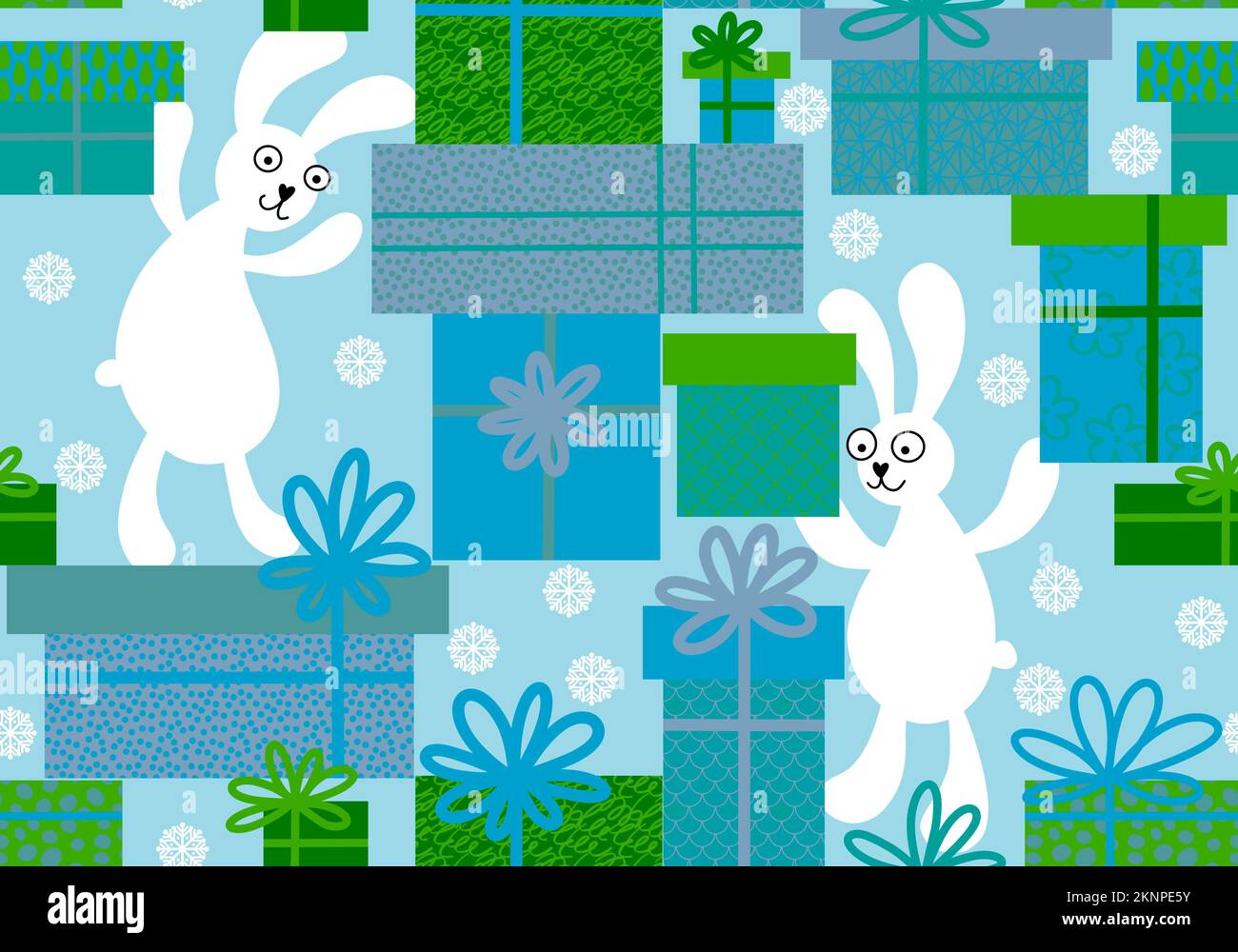 Cartoon animals seamless rabbit bunnies pattern for wrapping paper and ...