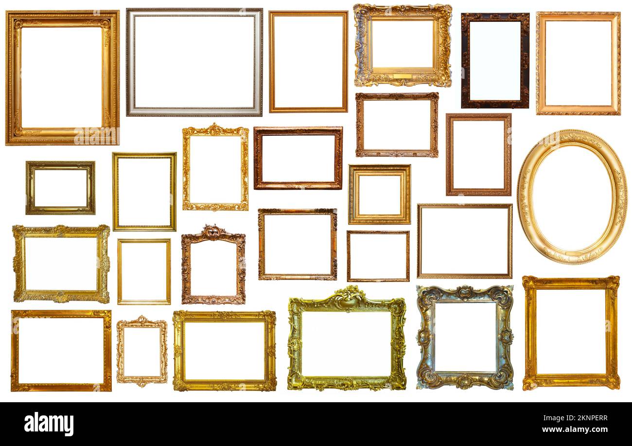 set of golden art frames Stock Photo - Alamy