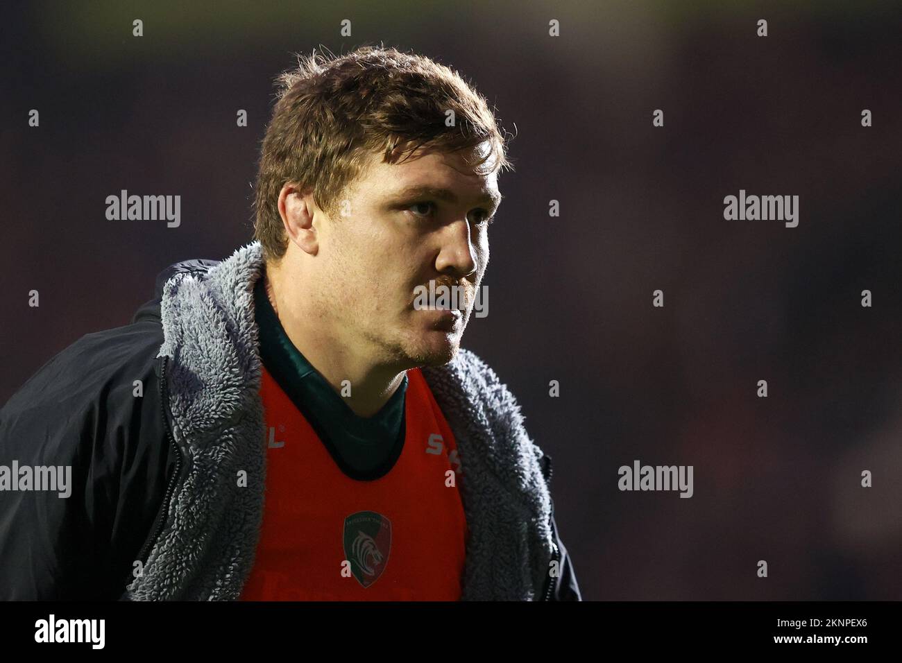 Leicester, UK. 27th Nov, 2022. Jasper Wiese of Leicester Tigers warms ...