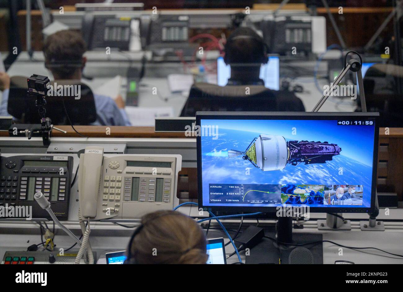 James Webb Telescope launch rocket Ariane 5 and preparations Stock ...