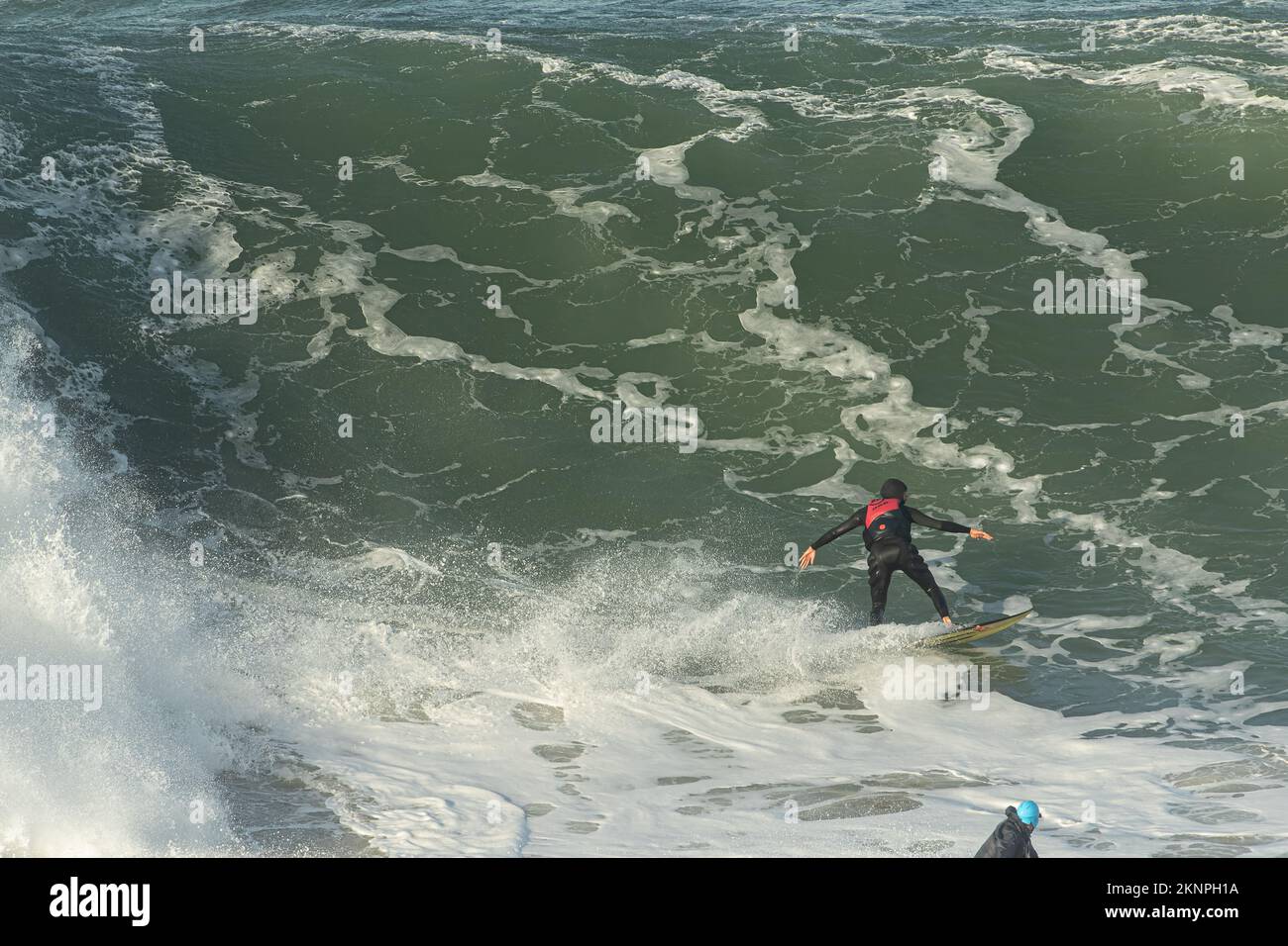 Tow-in Surf or Big Wave Surf at Praia do Norte, Nazaré, Portugal Stock ...