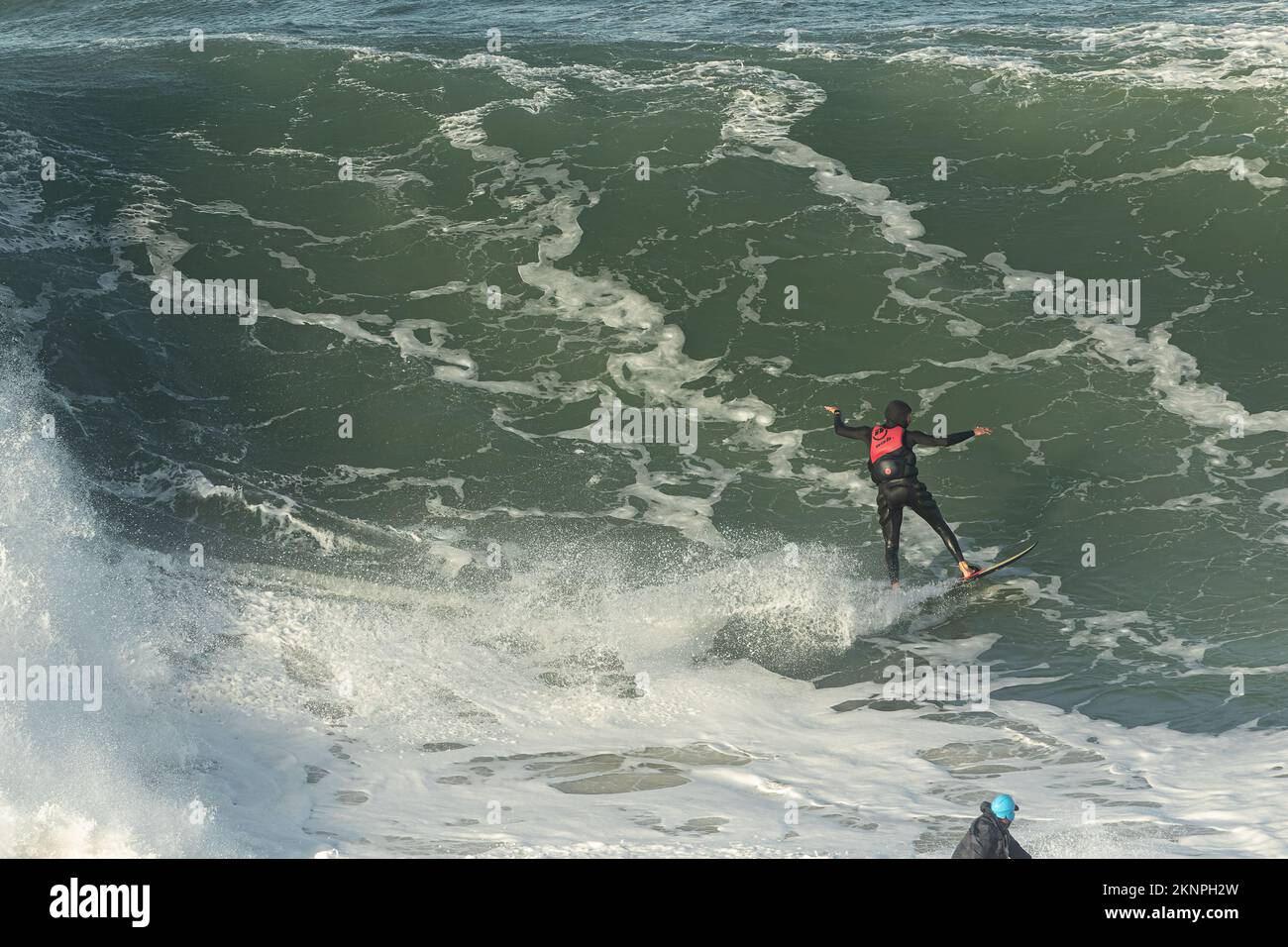 Tow-in Surf or Big Wave Surf at Praia do Norte, Nazaré, Portugal Stock ...