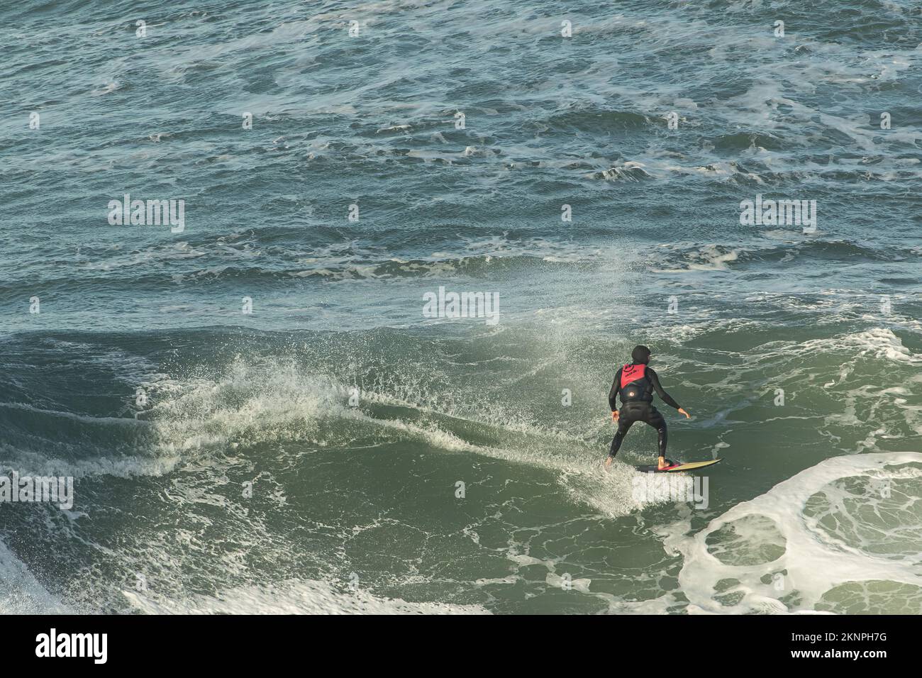 Tow-in Surf or Big Wave Surf at Praia do Norte, Nazaré, Portugal Stock ...