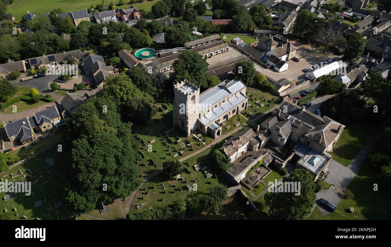 An aerial view of the Church of St Mary and St Alkelda in Middleham ...