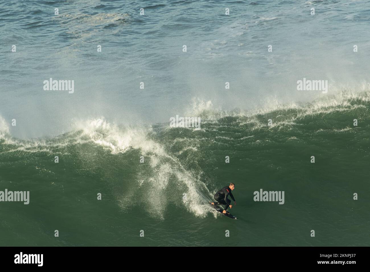 Tow-in Surf or Big Wave Surf at Praia do Norte, Nazaré, Portugal Stock ...