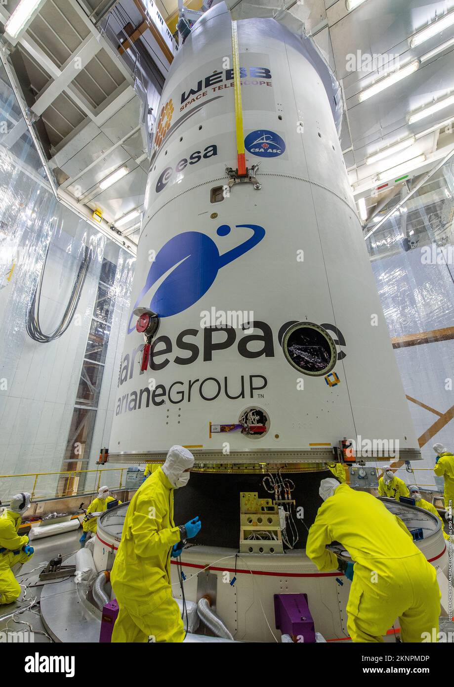 James Webb Telescope launch rocket Ariane 5 and preparations Stock ...