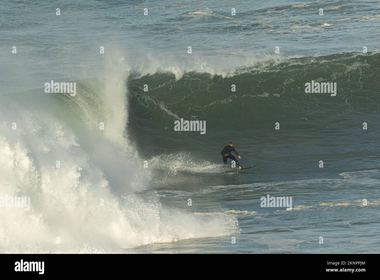 Tow-in Surf or Big Wave Surf at Praia do Norte, Nazaré, Portugal Stock ...