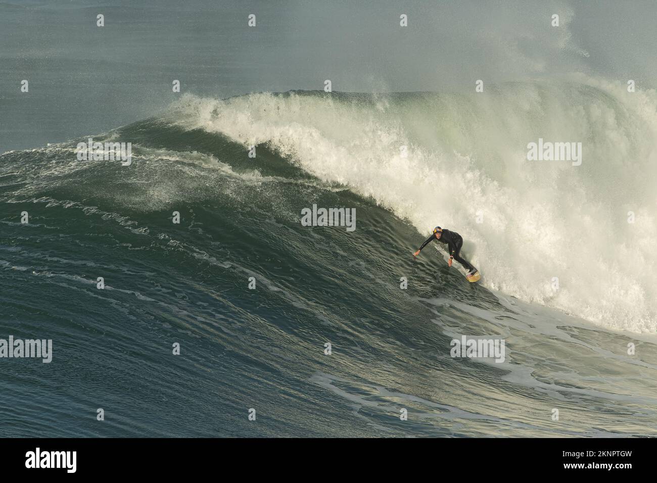 Tow-in Surf or Big Wave Surf at Praia do Norte, Nazaré, Portugal Stock ...