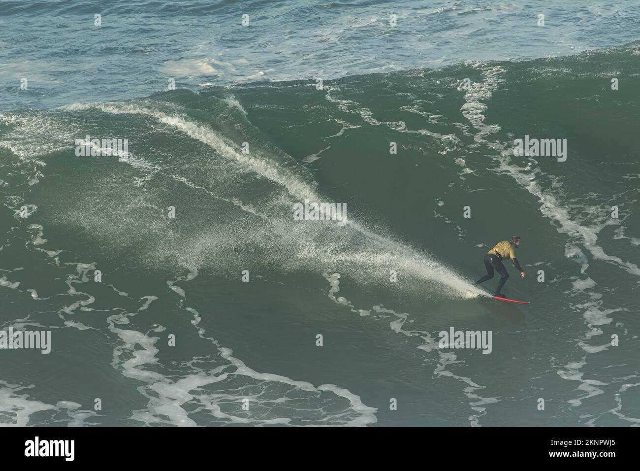 Tow-in Surf or Big Wave Surf at Praia do Norte, Nazaré, Portugal Stock ...
