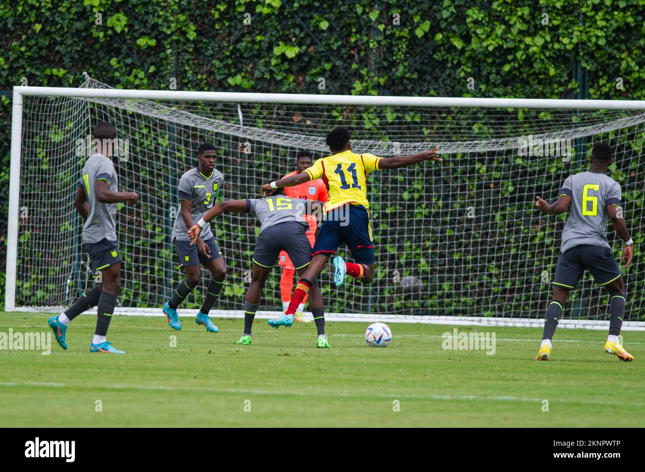 Colombia and Ecuador U-20 teams, play a friendly match in Bogota ...