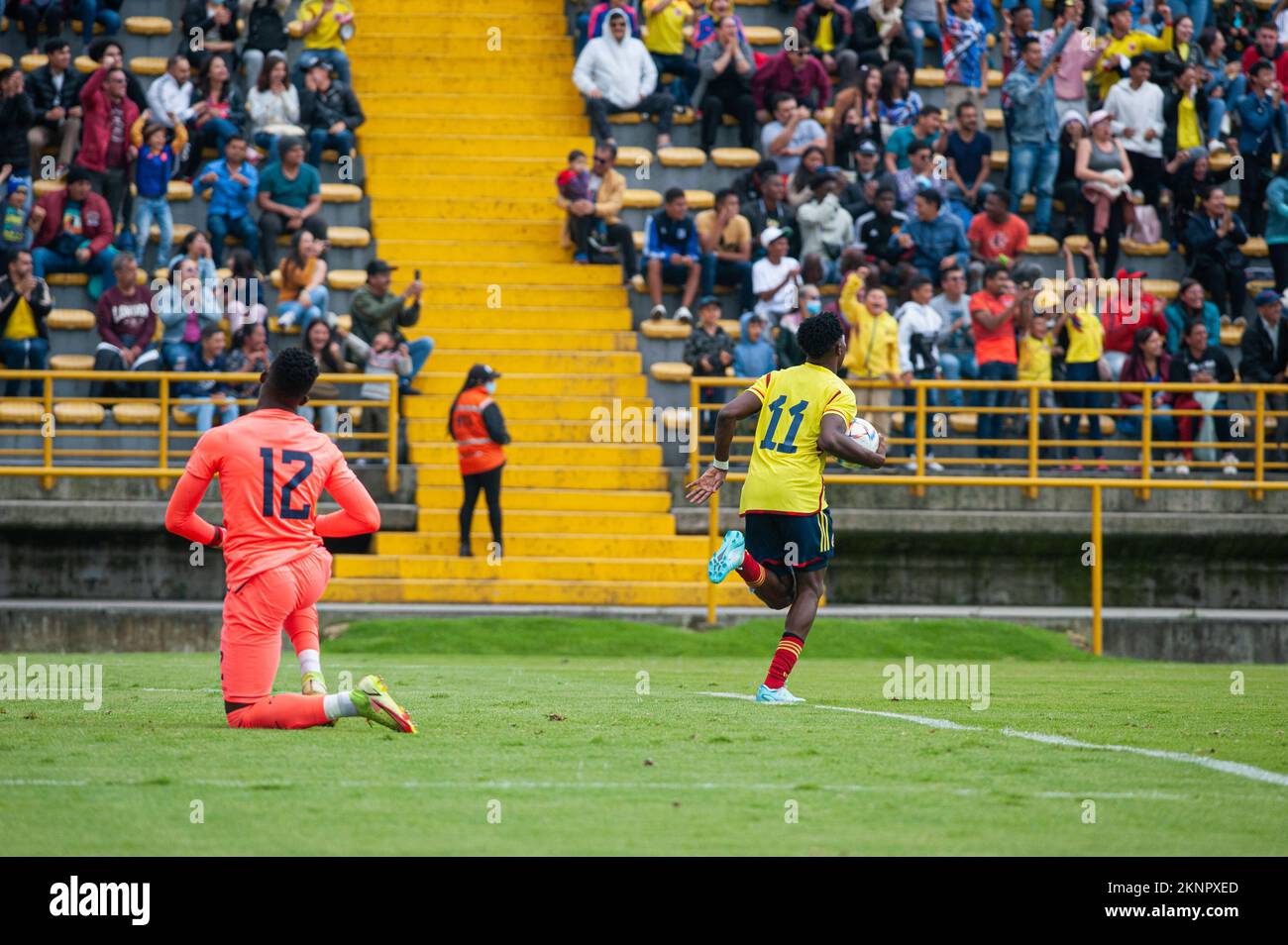 Colombia and Ecuador U-20 teams, play a friendly match in Bogota ...