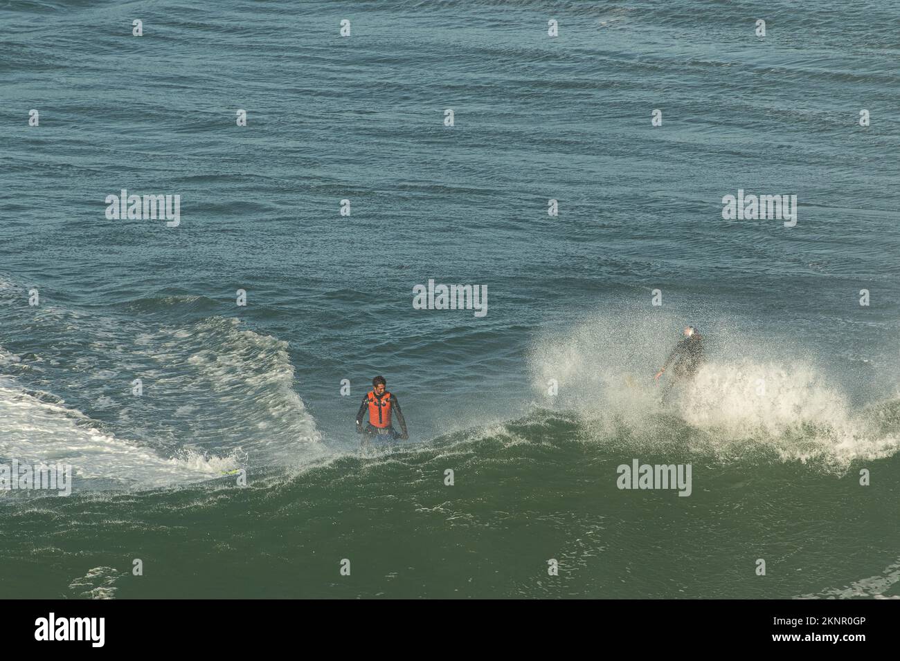 Tow-in Surf or Big Wave Surf at Praia do Norte, Nazaré, Portugal Stock ...