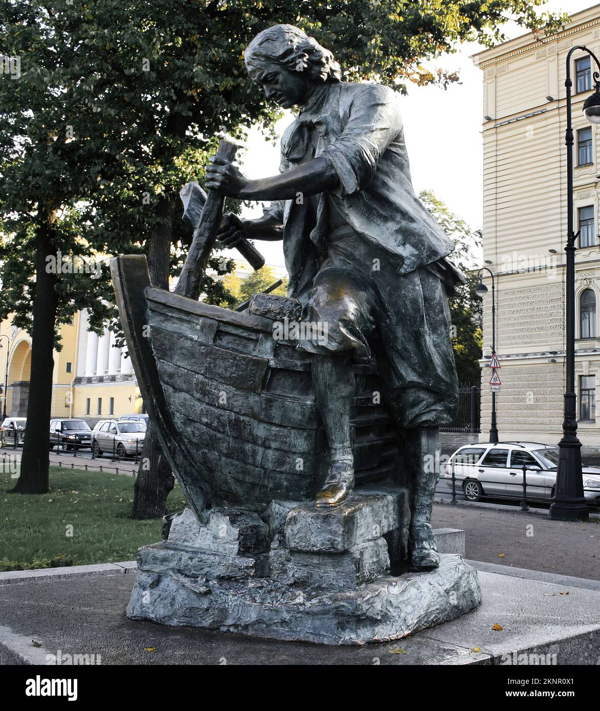 The monument dedicated to Tsar Carpenter Peter the Great who builds a ...