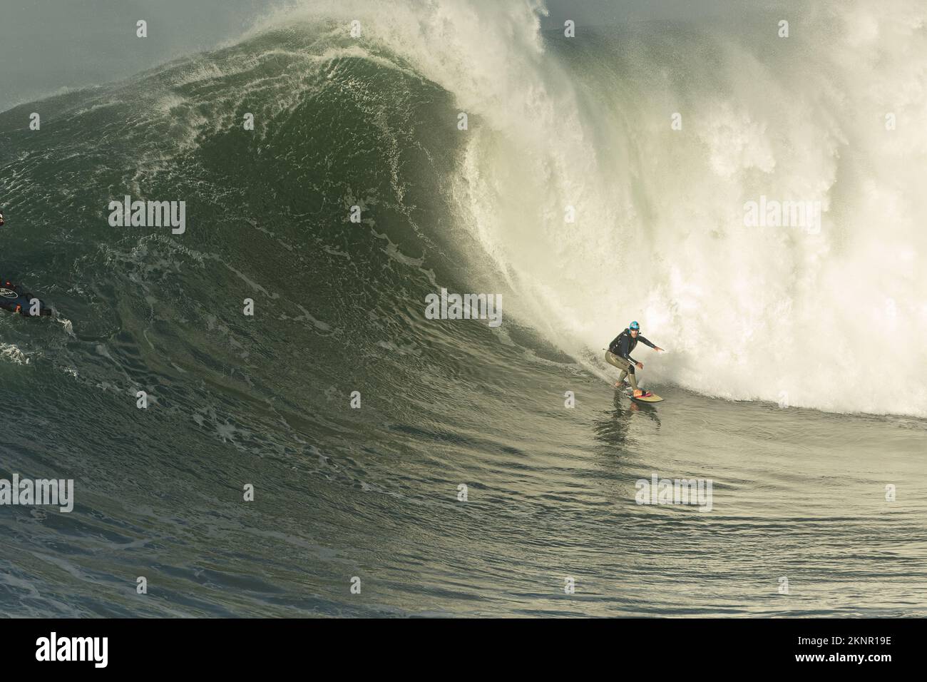 Tow-in Surf or Big Wave Surf at Praia do Norte, Nazaré, Portugal Stock ...