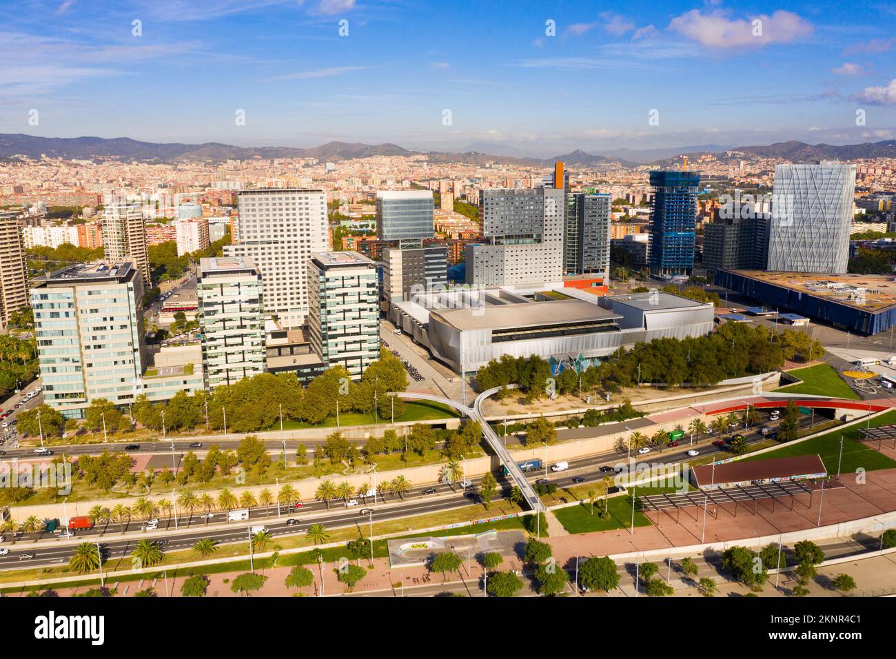 Aerial view of Diagonal Mar district, Barcelona Stock Photo - Alamy