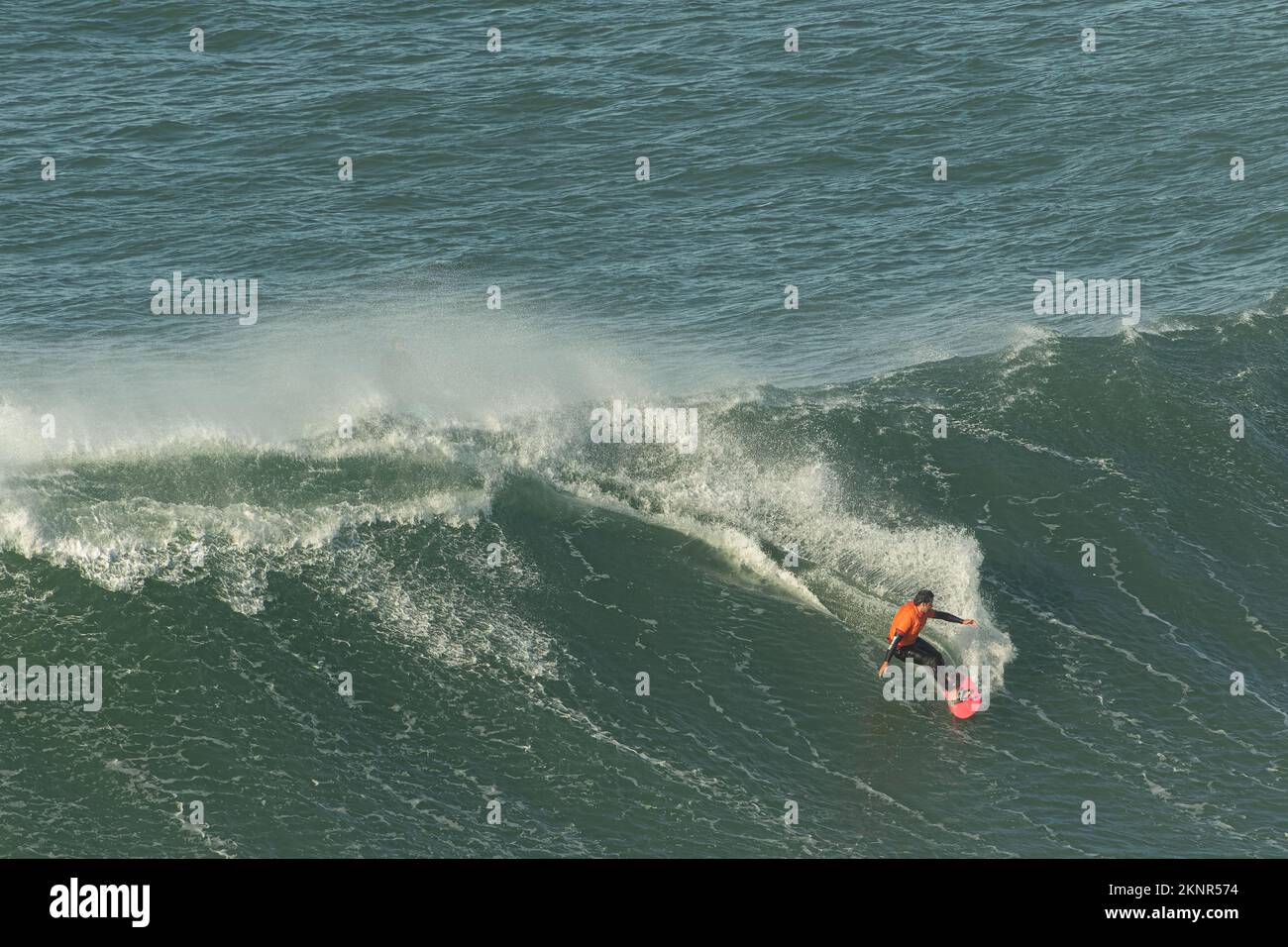 Tow-in Surf or Big Wave Surf at Praia do Norte, Nazaré, Portugal Stock ...
