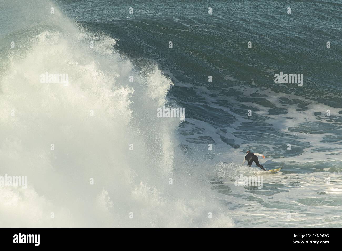Tow-in Surf or Big Wave Surf at Praia do Norte, Nazaré, Portugal Stock ...