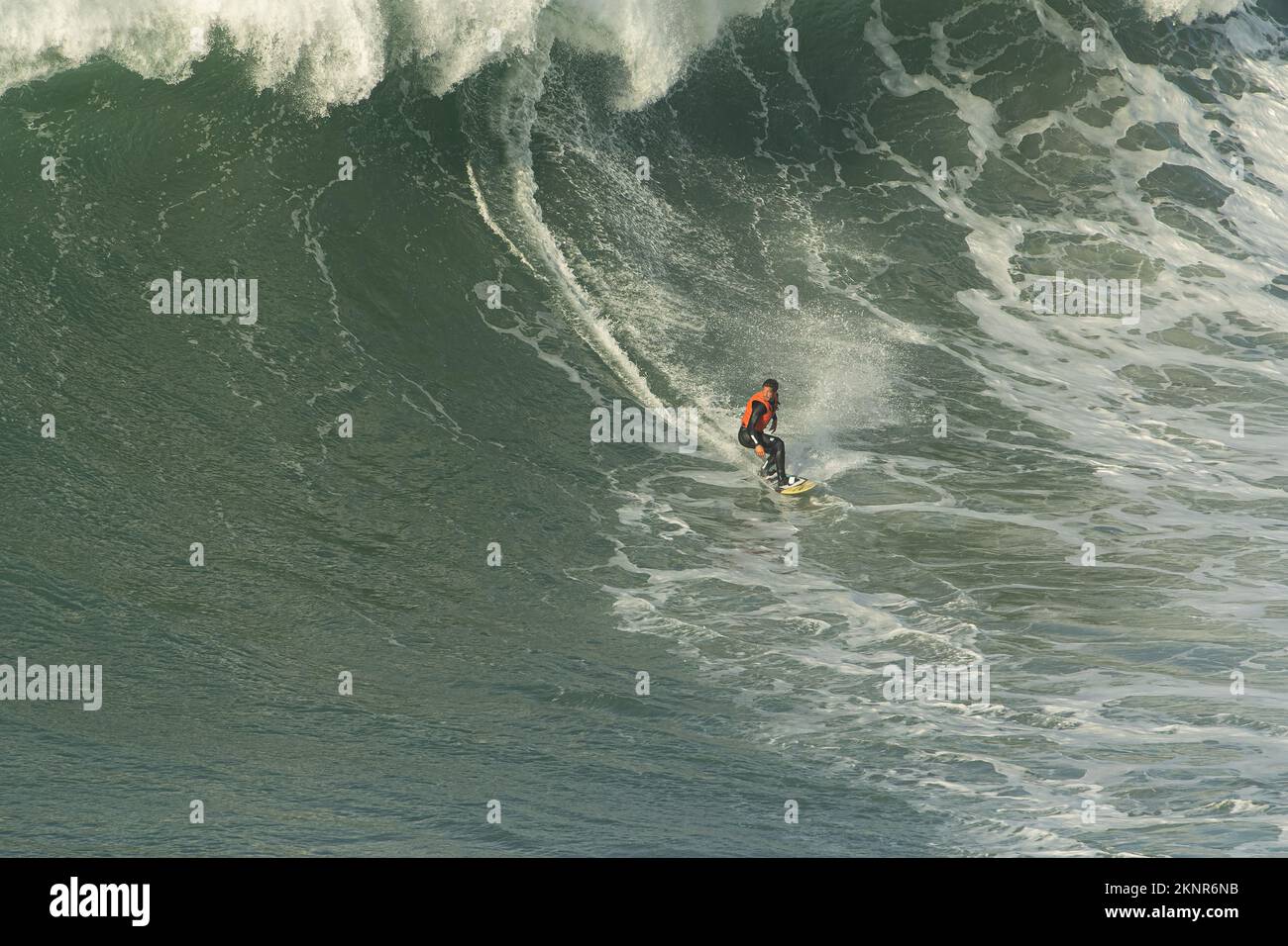 Tow-in Surf or Big Wave Surf at Praia do Norte, Nazaré, Portugal Stock ...