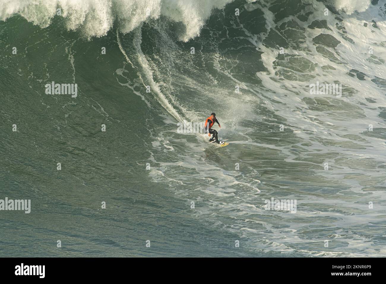 Tow-in Surf or Big Wave Surf at Praia do Norte, Nazaré, Portugal Stock ...