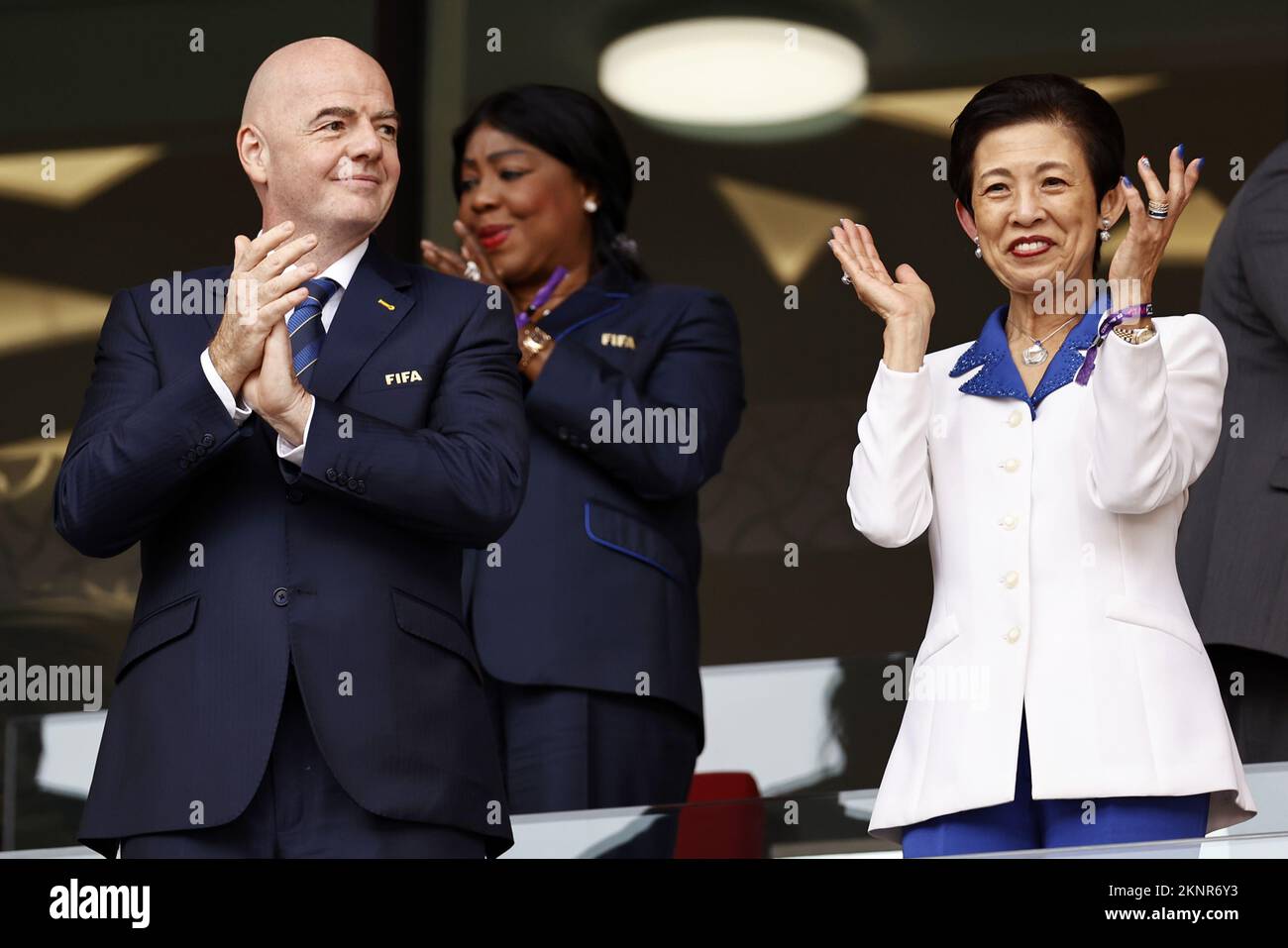 Al Khor, Qatar. 27th Nov, 2022. AL-RAYYAN (LR) FIFA President Gianni Infantino, Japanese ...