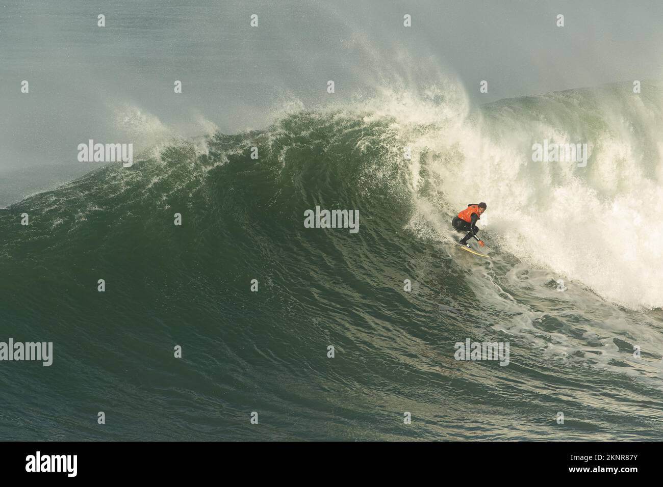 Tow-in Surf or Big Wave Surf at Praia do Norte, Nazaré, Portugal Stock ...