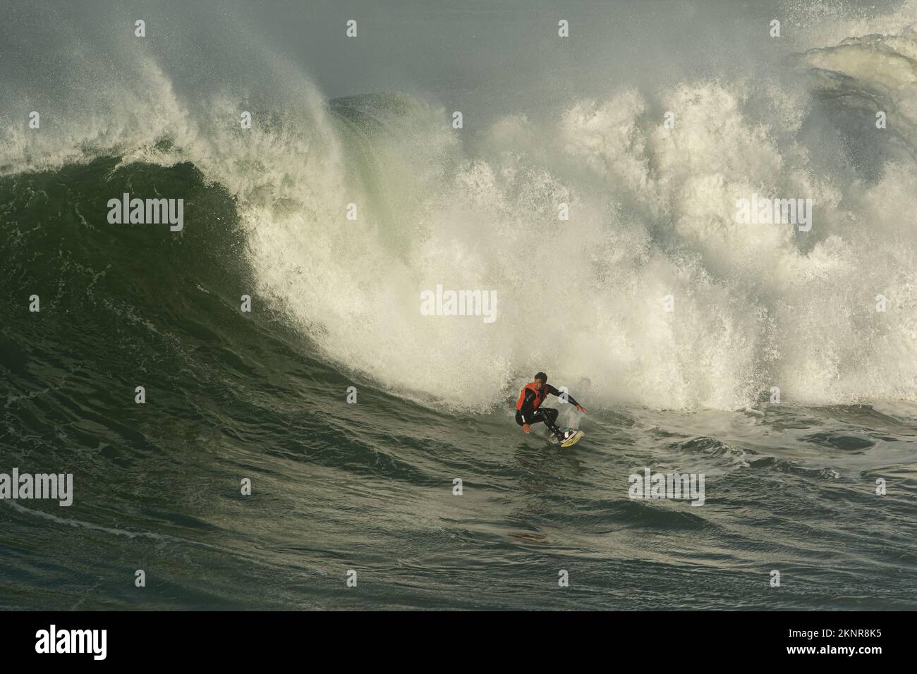 Tow-in Surf or Big Wave Surf at Praia do Norte, Nazaré, Portugal Stock ...