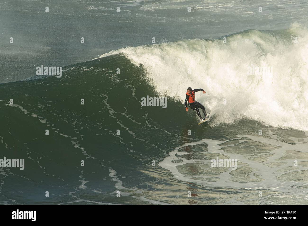 Tow-in Surf or Big Wave Surf at Praia do Norte, Nazaré, Portugal Stock ...