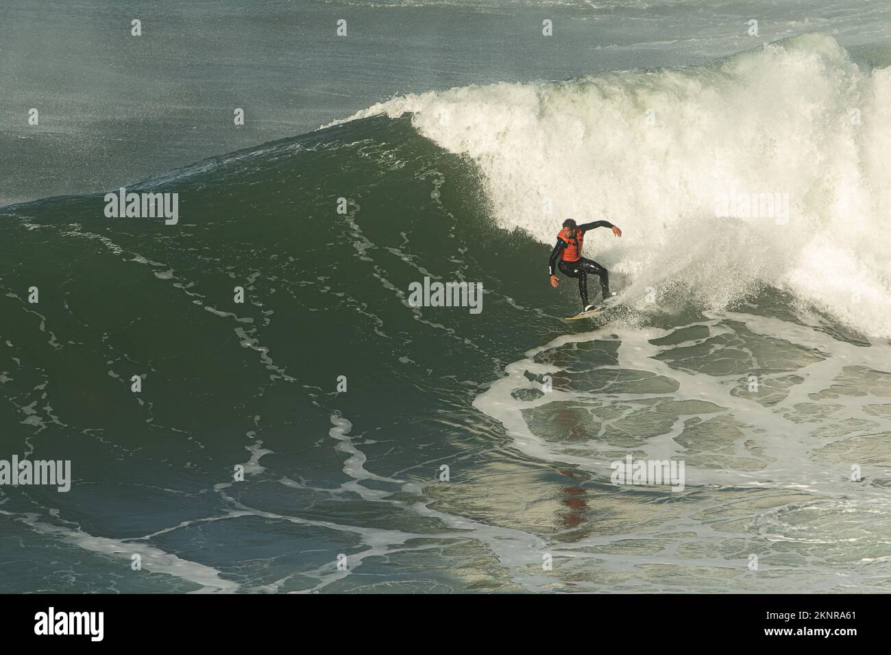 Tow-in Surf or Big Wave Surf at Praia do Norte, Nazaré, Portugal Stock ...