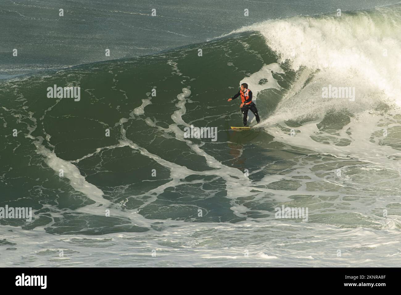 Tow-in Surf or Big Wave Surf at Praia do Norte, Nazaré, Portugal Stock ...