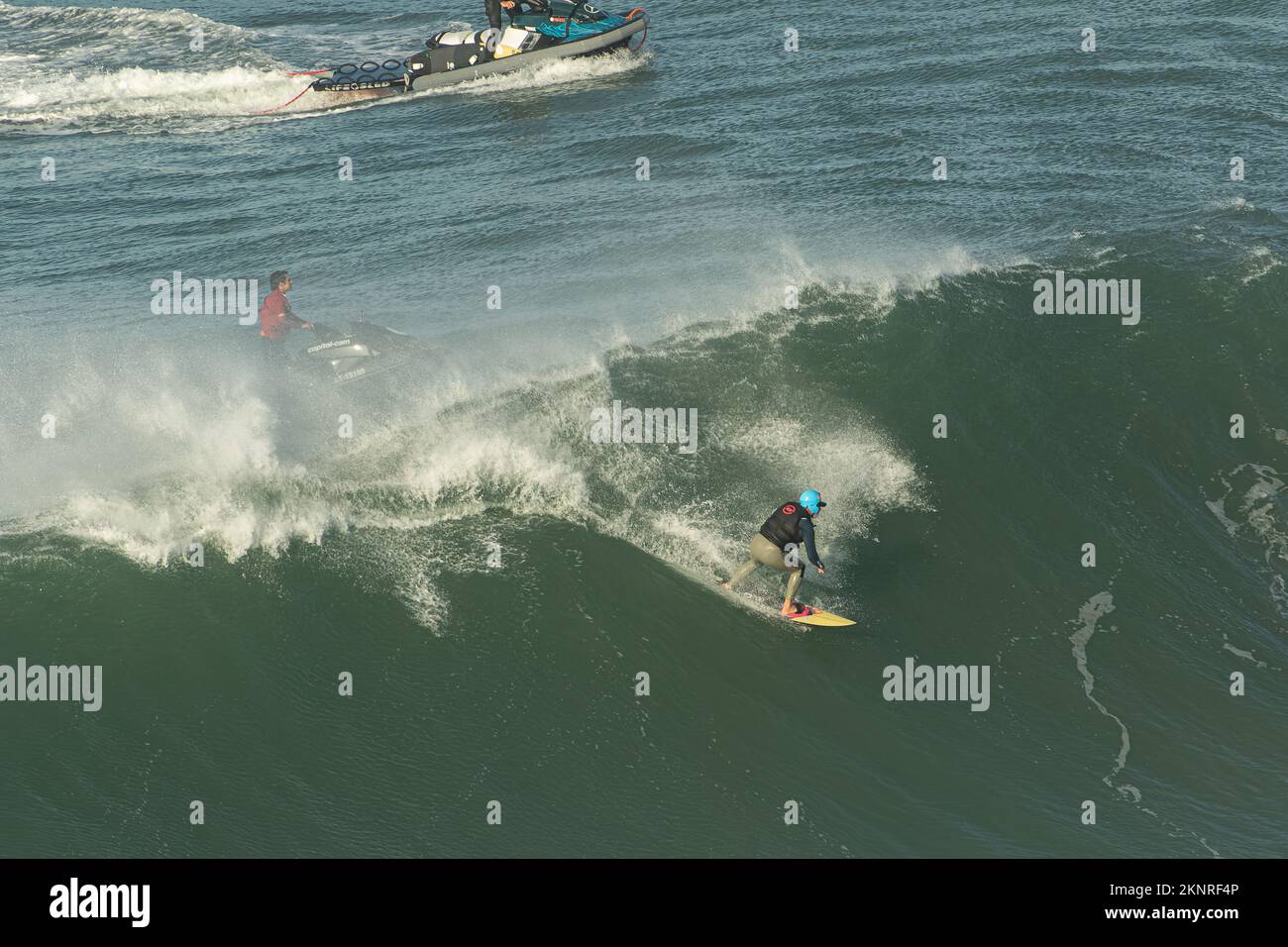 Tow-in Surf or Big Wave Surf at Praia do Norte, Nazaré, Portugal Stock ...