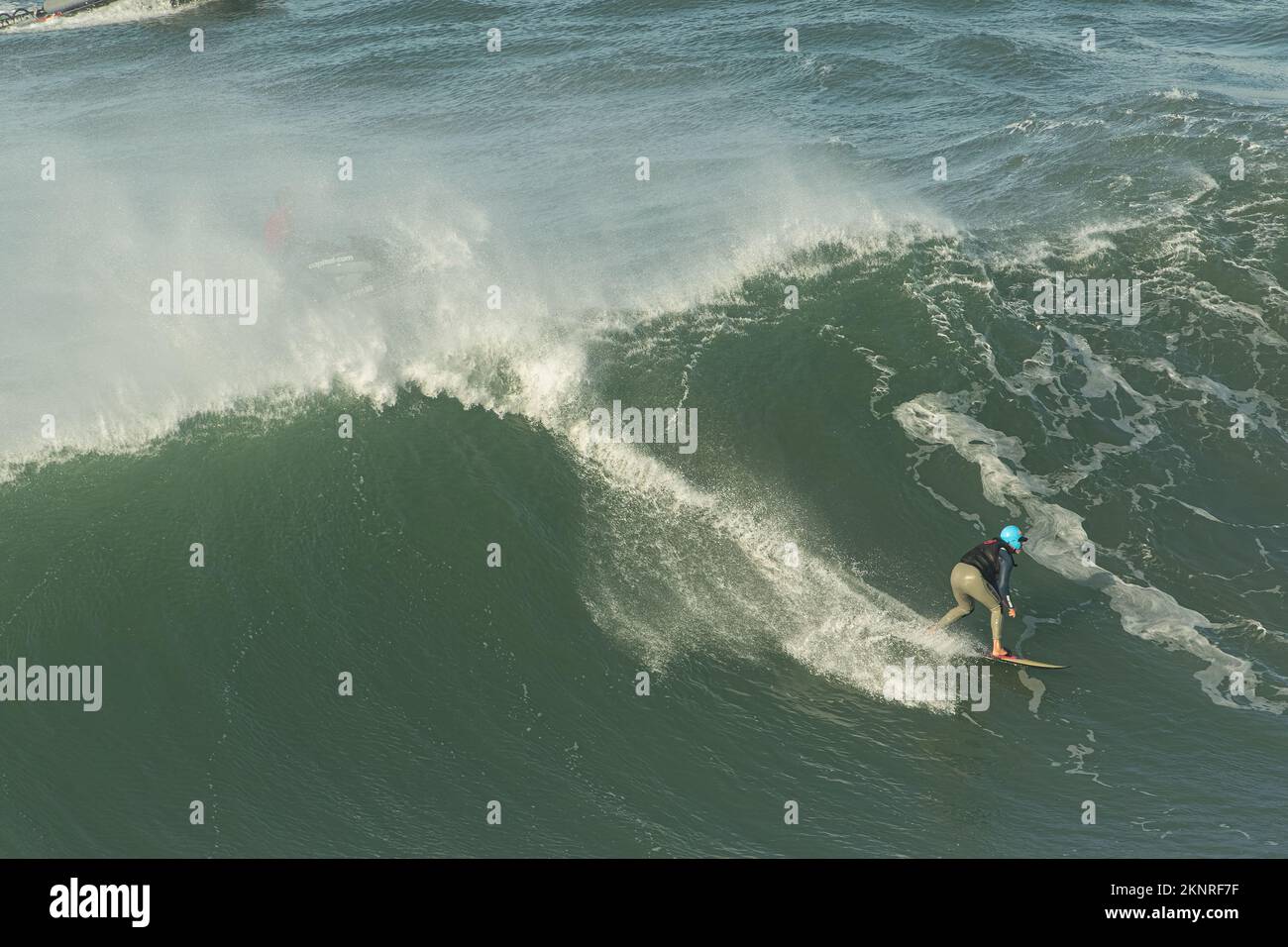 Tow-in Surf or Big Wave Surf at Praia do Norte, Nazaré, Portugal Stock ...