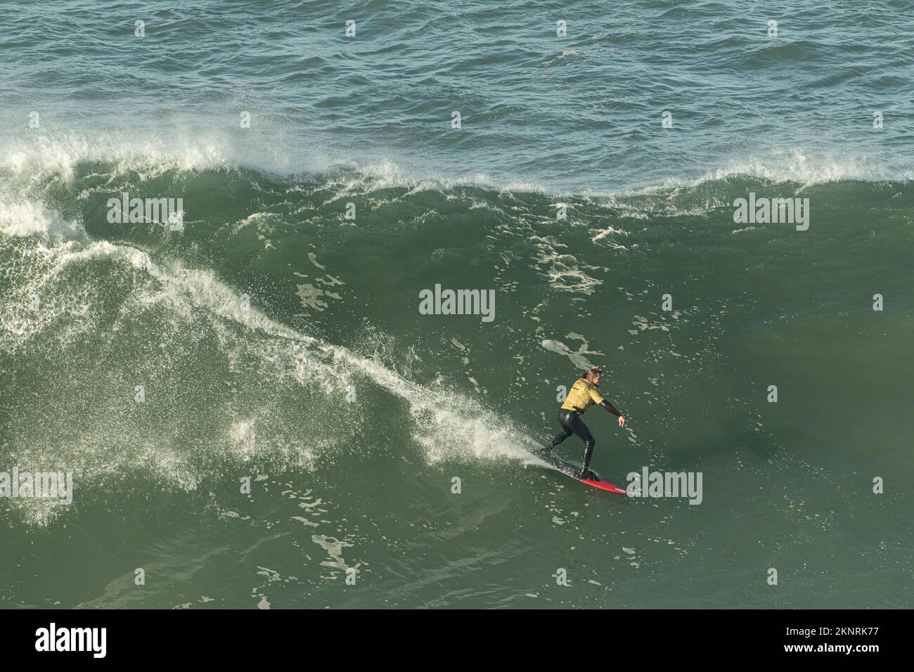 Tow-in Surf or Big Wave Surf at Praia do Norte, Nazaré, Portugal Stock ...
