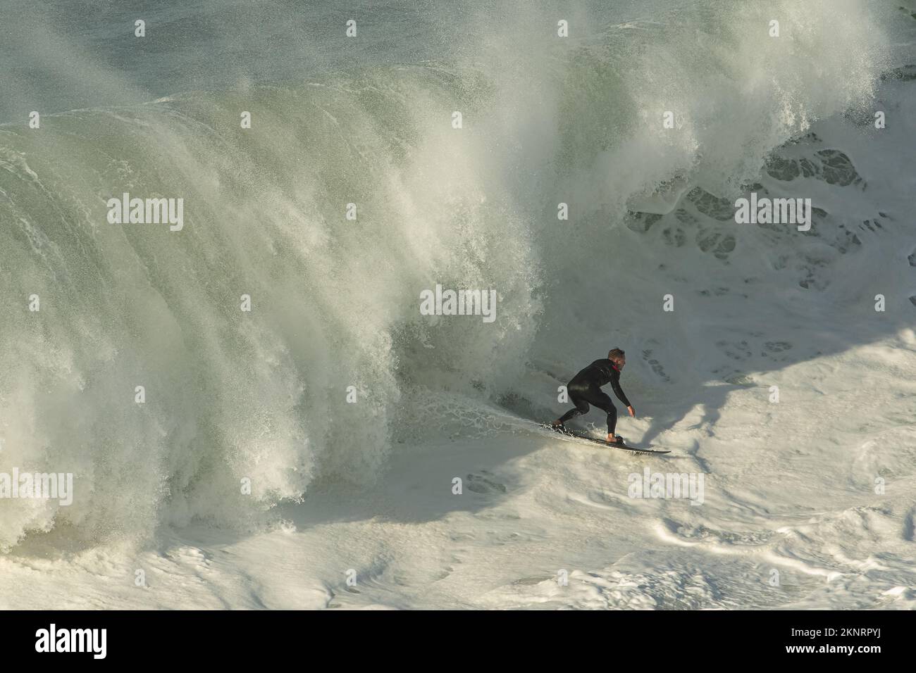 Tow-in Surf or Big Wave Surf at Praia do Norte, Nazaré, Portugal Stock ...