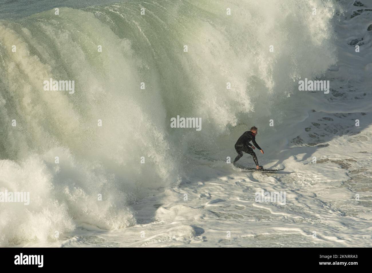 Tow-in Surf or Big Wave Surf at Praia do Norte, Nazaré, Portugal Stock ...