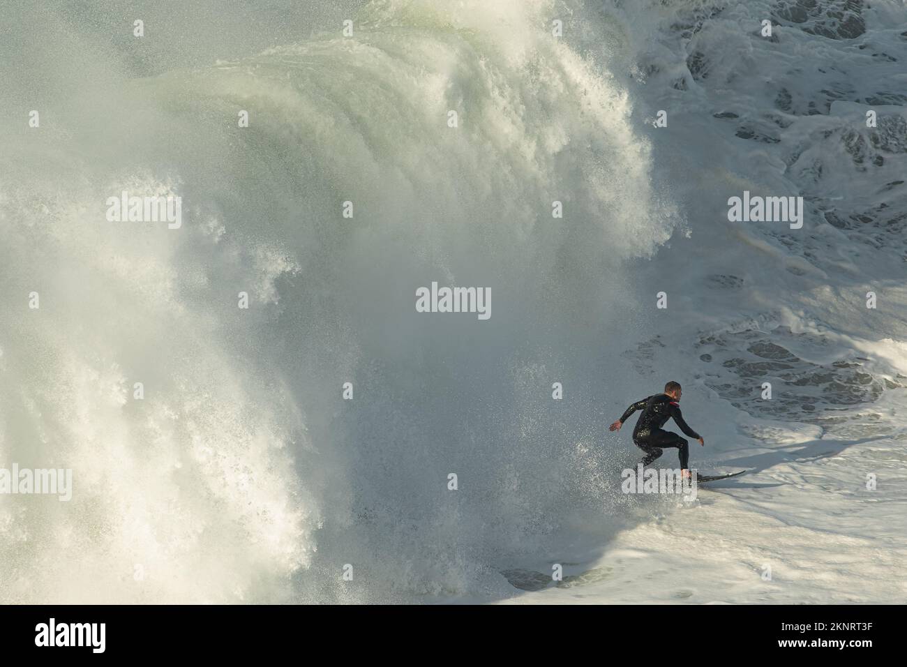 Tow-in Surf or Big Wave Surf at Praia do Norte, Nazaré, Portugal Stock ...