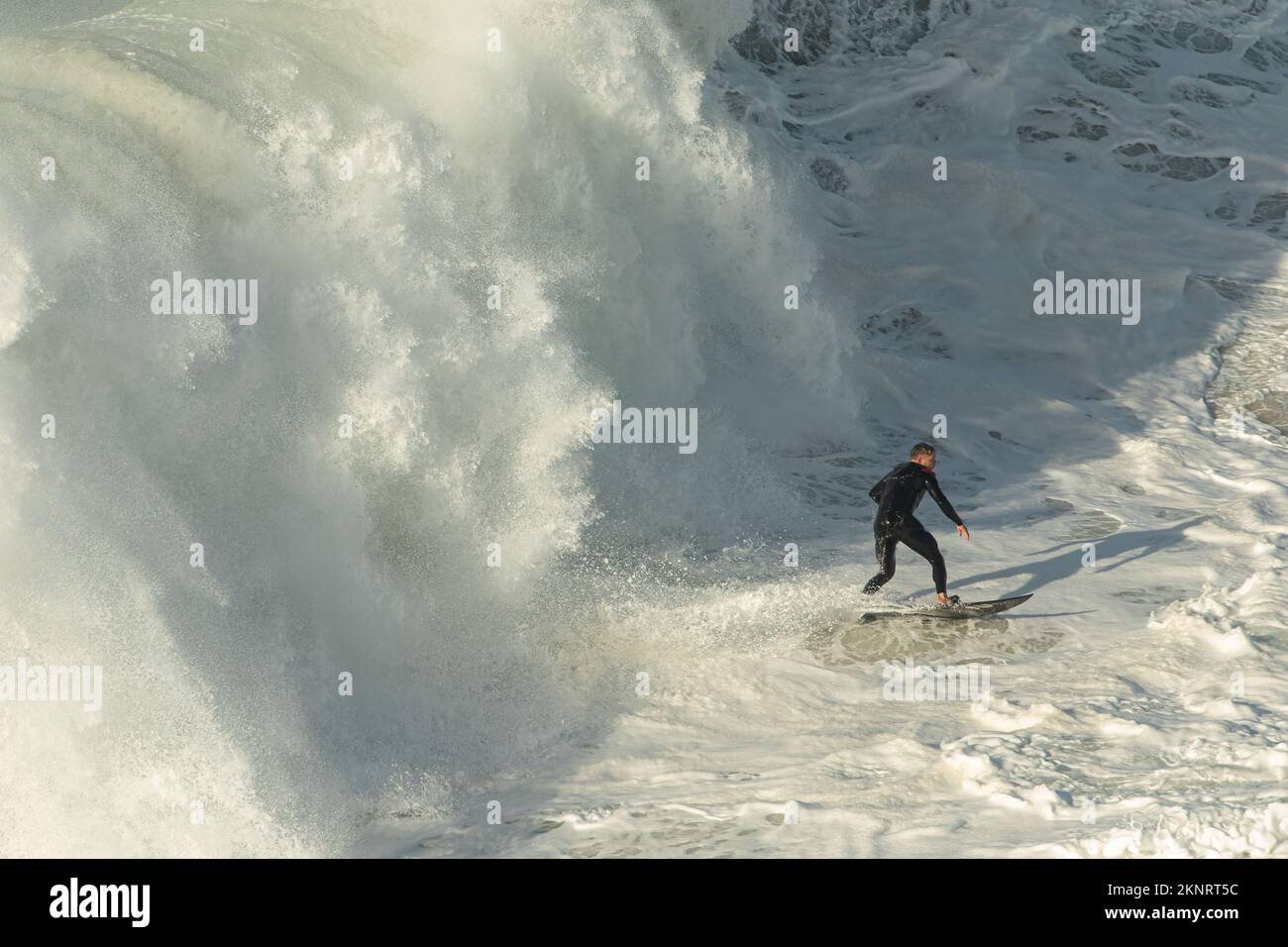 Tow-in Surf or Big Wave Surf at Praia do Norte, Nazaré, Portugal Stock ...