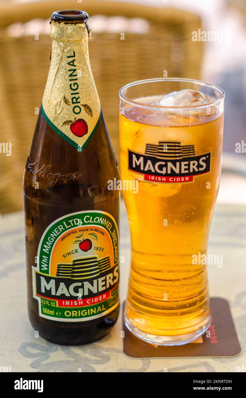 FUENGIROLA, SPAIN - OCTOBER 10, 2021: Bottle of Magners Irish Cider ...
