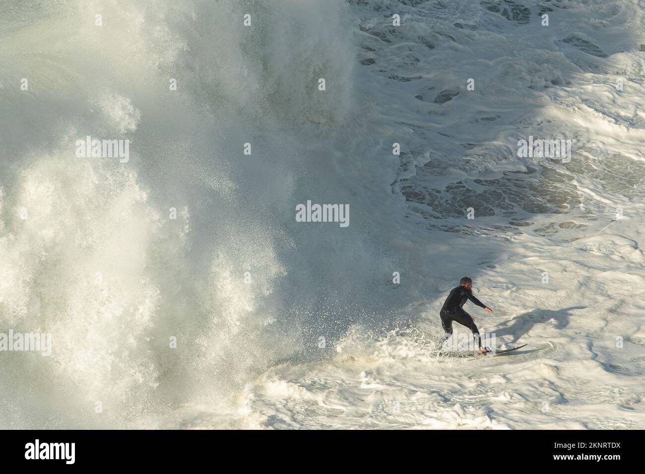 Tow-in Surf or Big Wave Surf at Praia do Norte, Nazaré, Portugal Stock ...