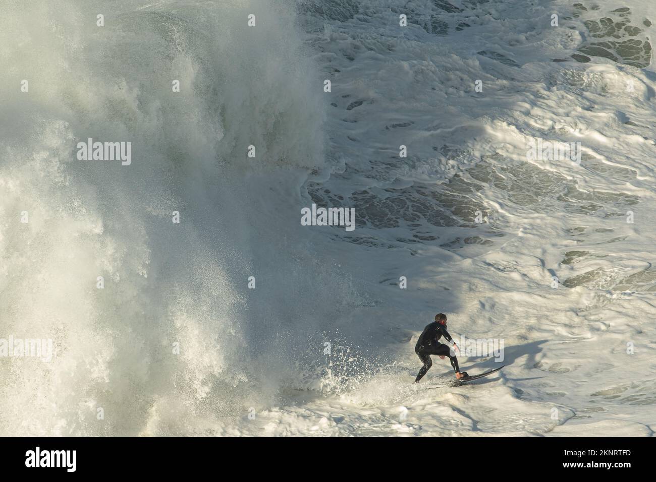 Tow-in Surf or Big Wave Surf at Praia do Norte, Nazaré, Portugal Stock ...