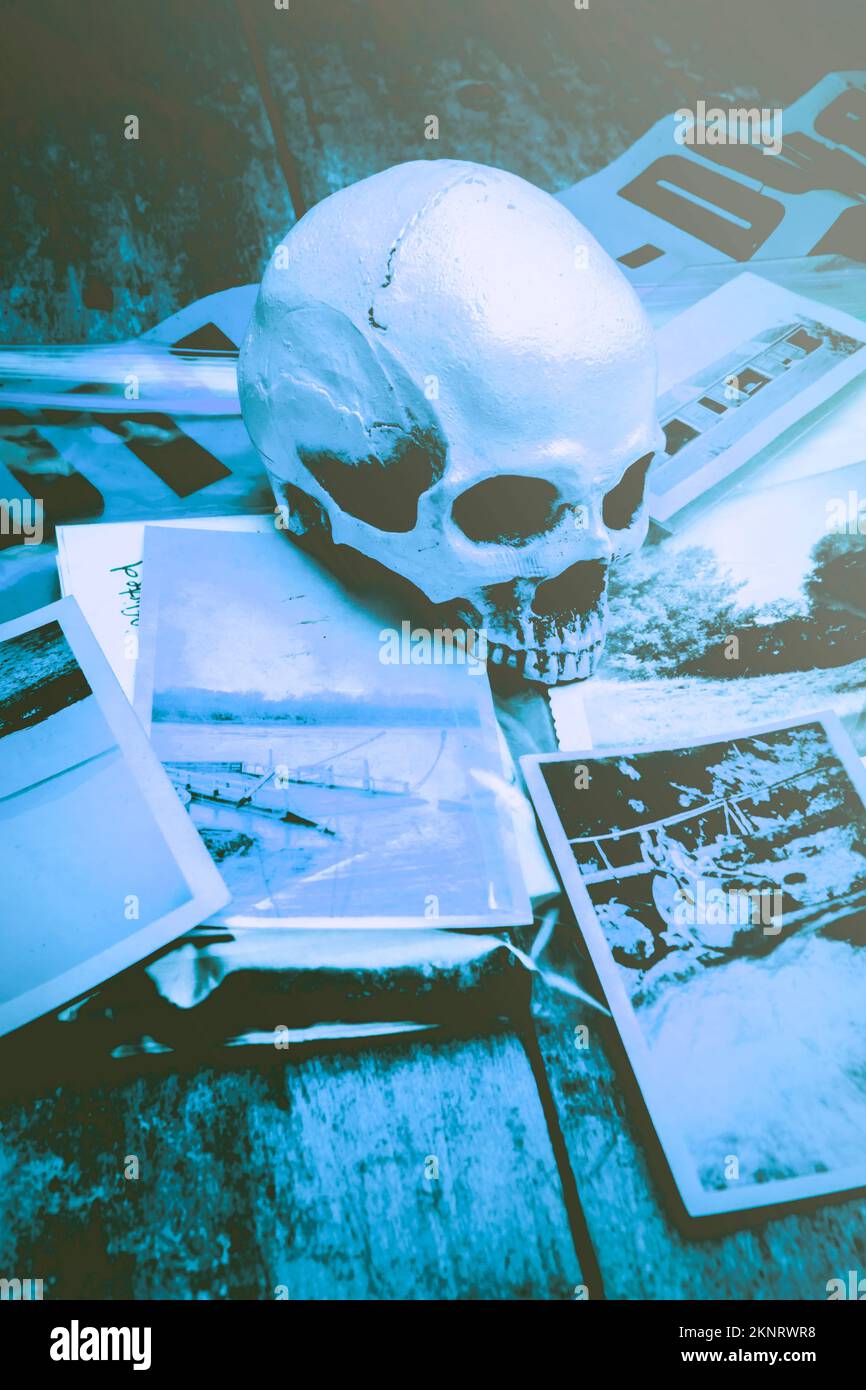 non-fiction forensics thriller on a blue toned skull re-examined on new ...