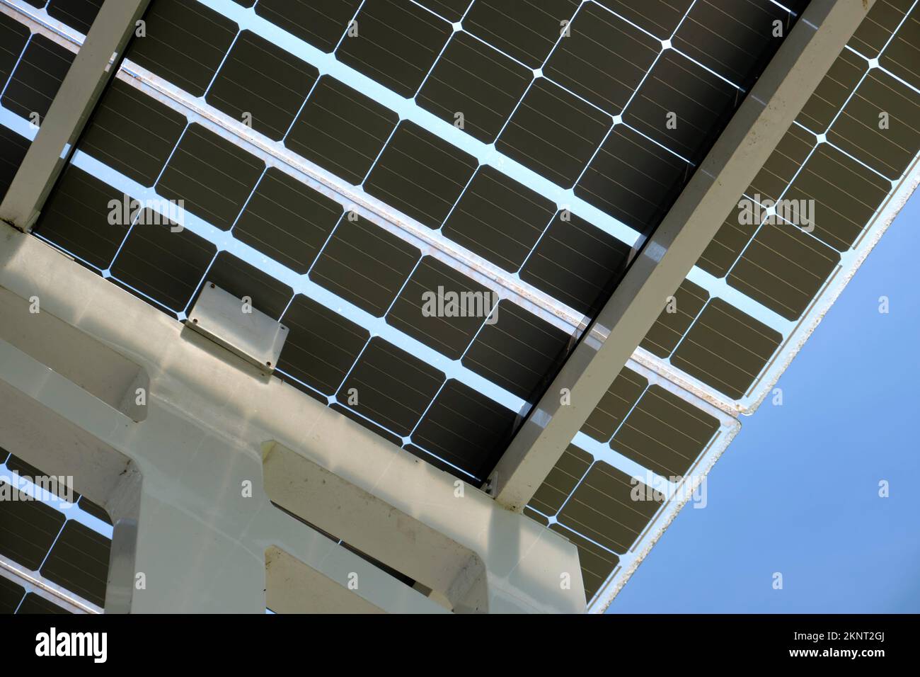 Solar photovoltaic panels mounted on metal frame for producing clean ...