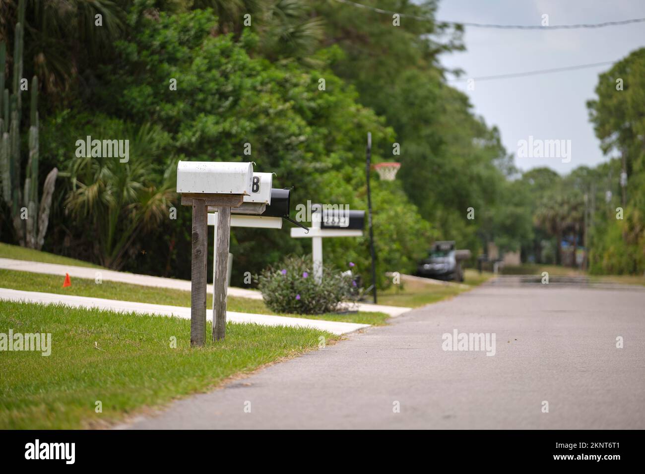 Typical american outdoors mail box on suburban street side Stock Photo ...