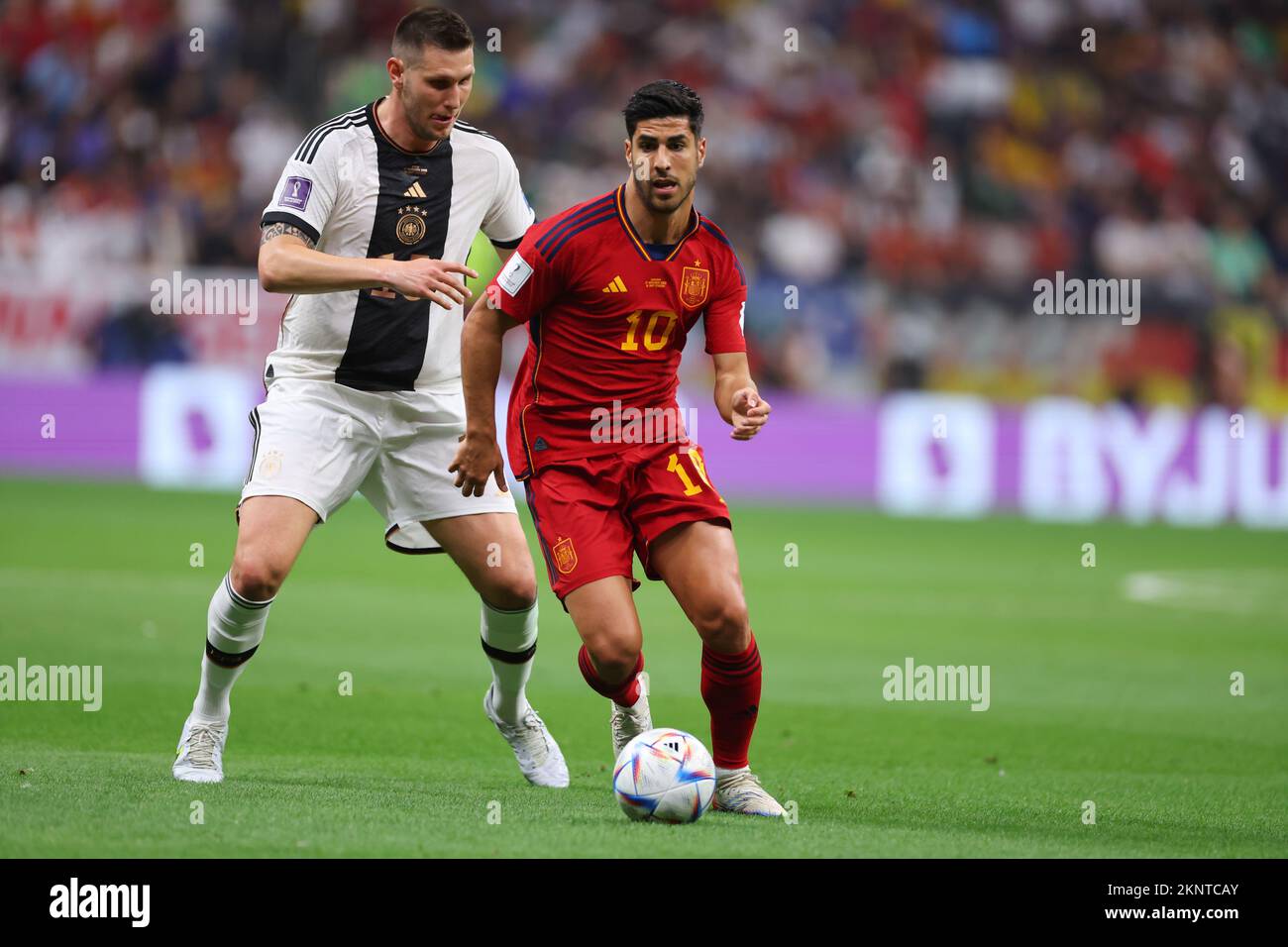Al Khor, Qatar. 27th Nov, 2022. (L to R) Niklas Sule (GER), Marco ...