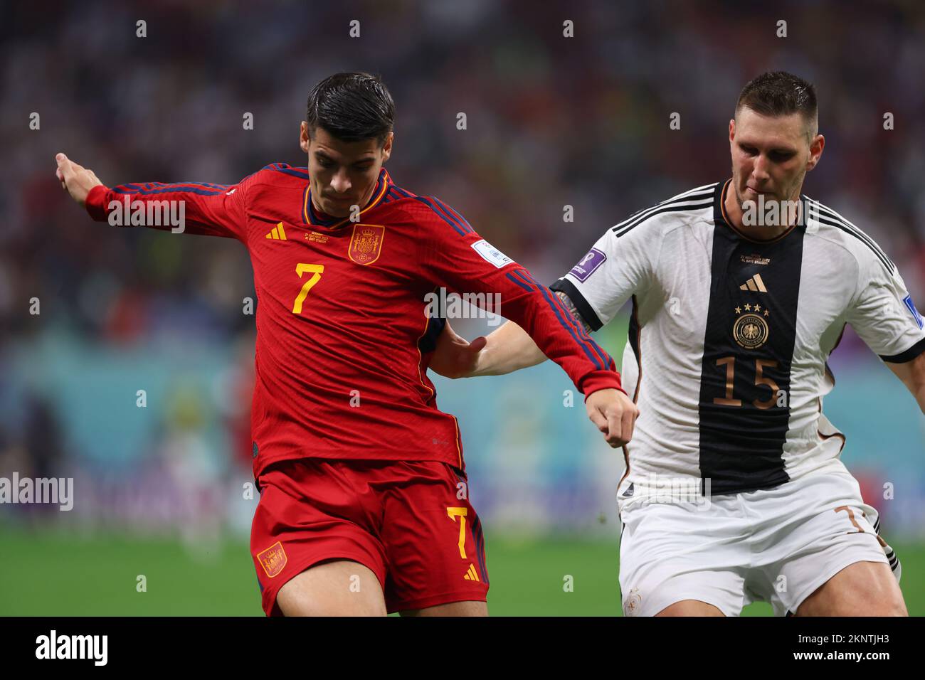 Al Khor, Qatar. 27th Nov, 2022. (L to R) Alvaro Morata (ESP), Niklas ...