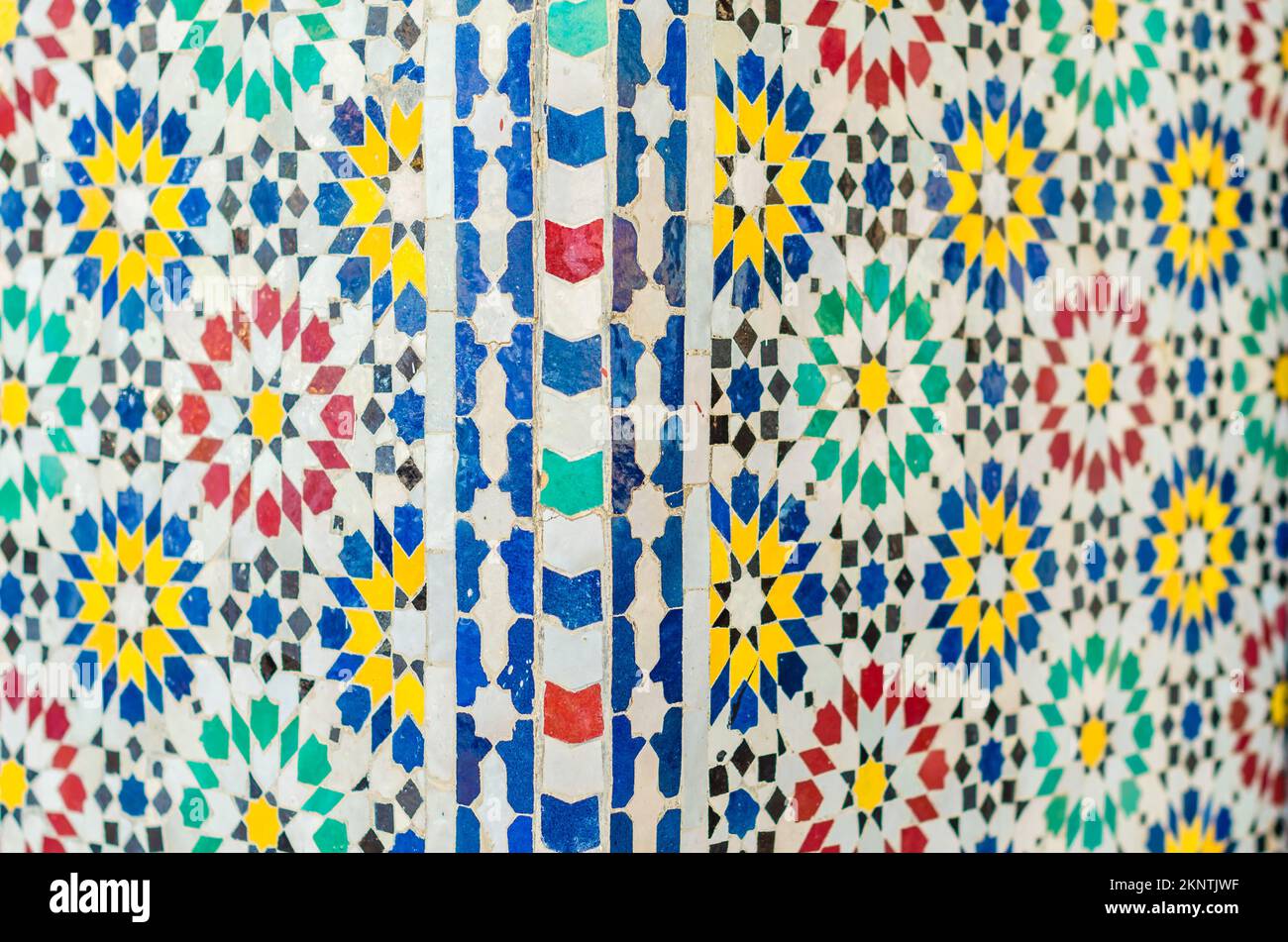 Architectural detail, colorful mosaic with repeating geometric pattern ...