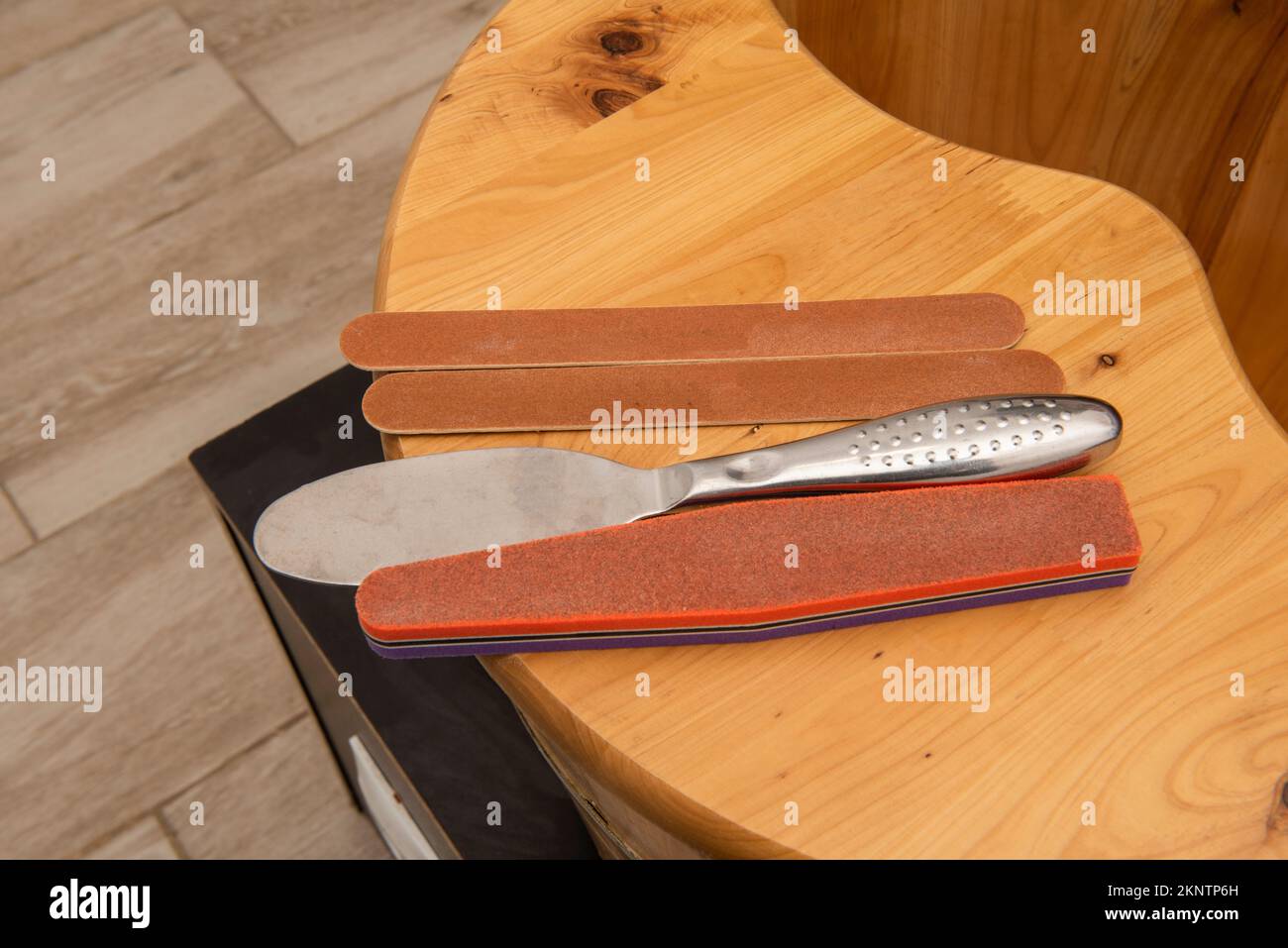 Nail files of different sizes and textures for manicures in a beauty ...